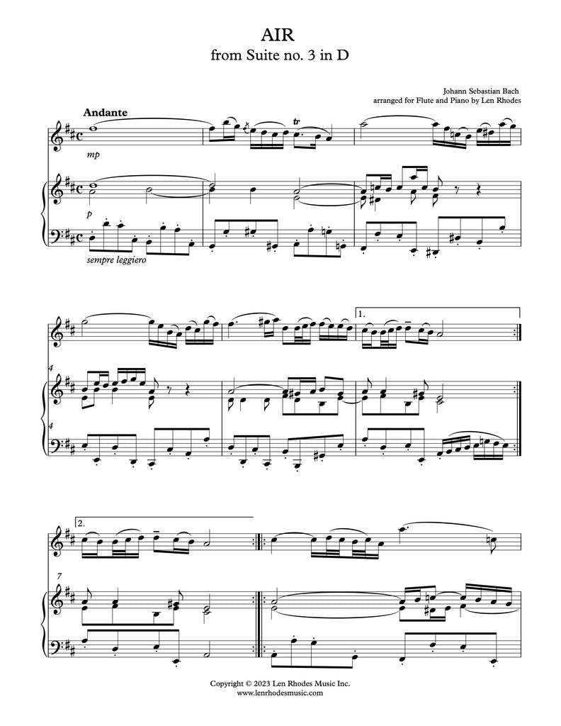 Wedding Music! ‘Air on the G String” by Bach for Flute and Piano – Len ...