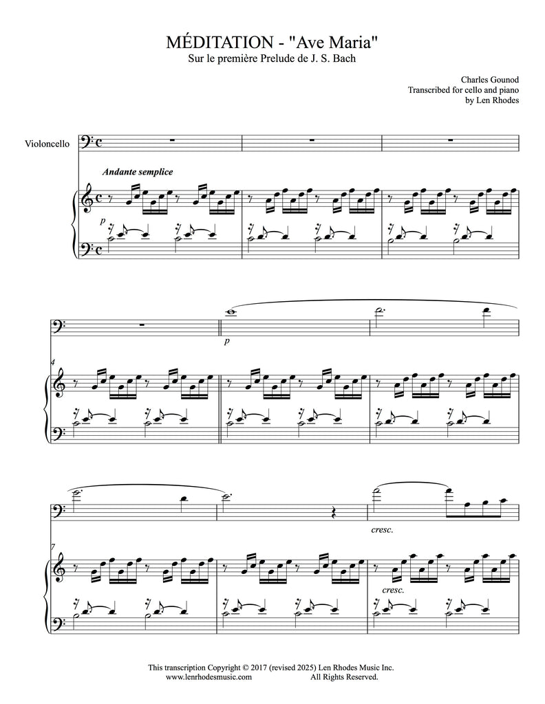 Ave Maria, Charles Gounod - Cello and Piano – Len Rhodes Music