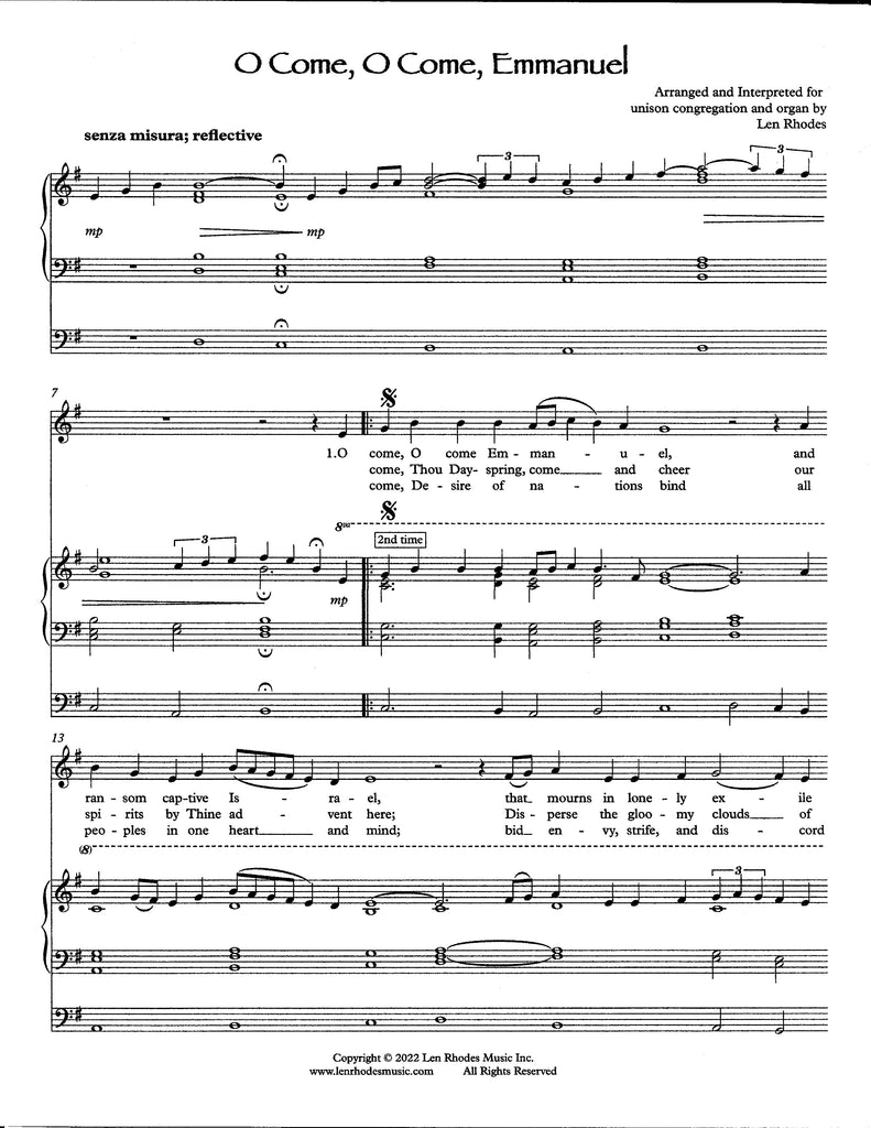 O Come, O Come Emmanuel - Choir and Organ – Len Rhodes Music